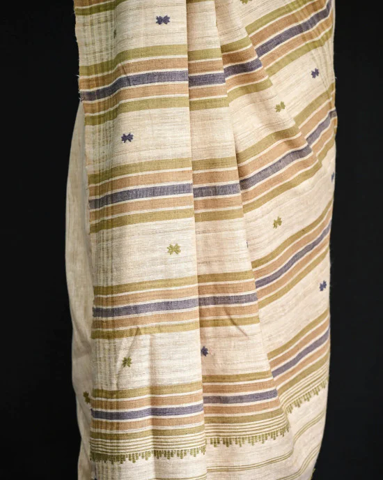 Eri (Ahimsa) Silk Multi color Stripe Saree